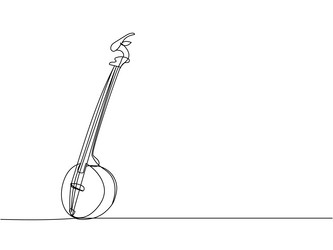 String musical instruments set one line art Vector Image