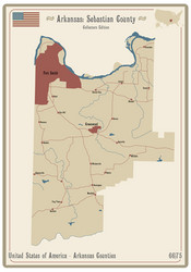 Vintage map of sebastian county in arkansas usa Vector Image