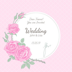 Corner background with pink roses and green Vector Image