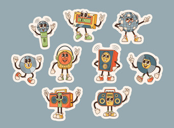 Banners featuring audio technique characters Vector Image