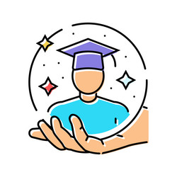 Student support online learning platform line icon