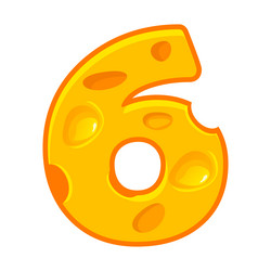 Cute avocado number 6 digit six Royalty Free Vector Image