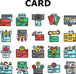 Plastic card payment collection icons set Vector Image