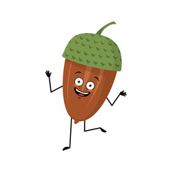 Character acorn with happy emotions dancing Vector Image
