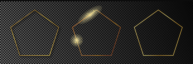 Gold glowing pentagon shape frame Royalty Free Vector Image