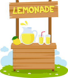 Cartoon lemonade vendor booth market wooden stand Vector Image