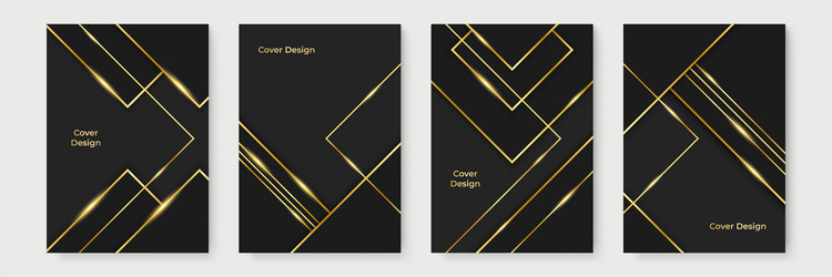 Modern black gold cover design set luxury Vector Image