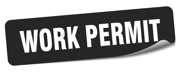Work permit sticker label Royalty Free Vector Image