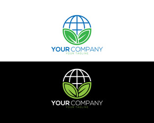 Green earth planet with ecology world logo Vector Image