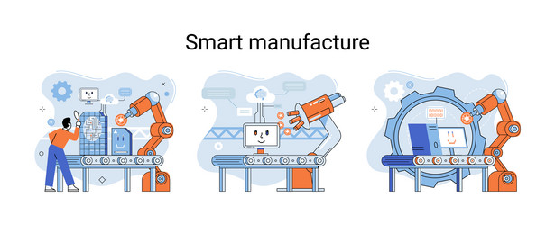 Smart manufacture metaphor with automated Vector Image