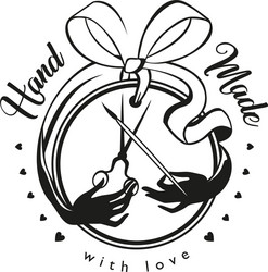 Handmade badge with ribbon bow scissors Royalty Free Vector