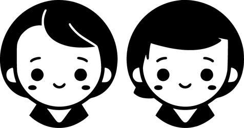 Children - black and white isolated icon Vector Image