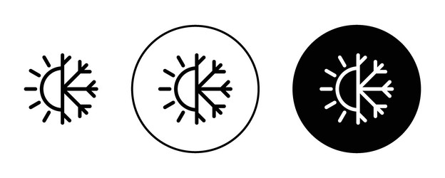 Hot and cold temperature icon set sun cool Vector Image