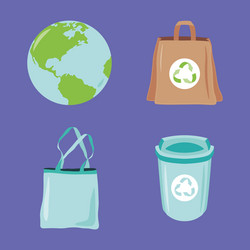 Less plastic ten icons Royalty Free Vector Image