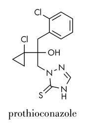 Prothioconazole fungicide molecule skeletal Vector Image