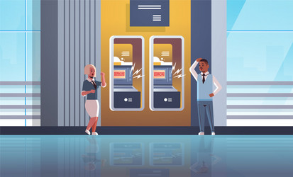 Fat obese woman using atm machine fatty girl Vector Image