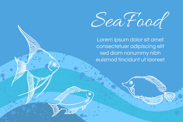 Seafood restaurant menu template hand drawn fish Vector Image