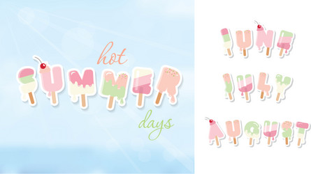 Ice cream melted font popsicle colorful letters Vector Image