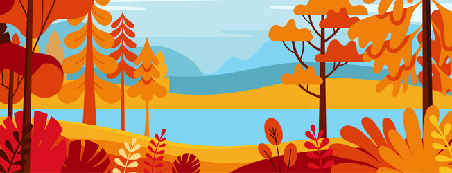 Autumn village landscape countryside autumnal Vector Image