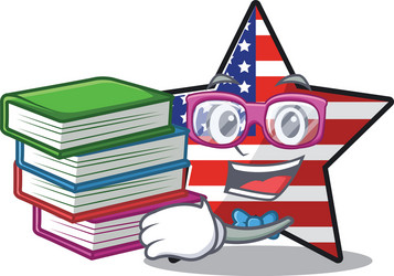 Student with book star character cartoon style Vector Image
