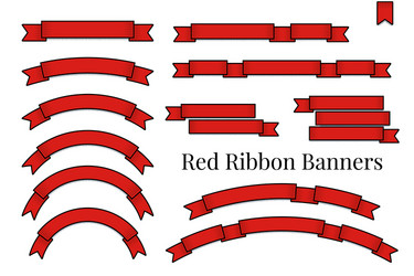 Red web ribbon banners set Royalty Free Vector Image