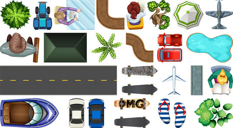 Set aerial view objects Royalty Free Vector Image
