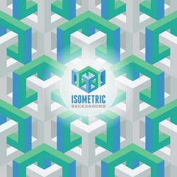 Blue cubes isometric seamless pattern Royalty Free Vector