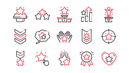 Ranking line icons first place star rating Vector Image