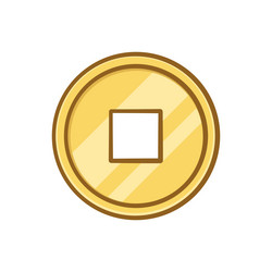 Chinese ancient antique coin icon silhouette Vector Image