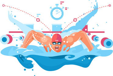 Swimmers during swimming for sport competition Vector Image