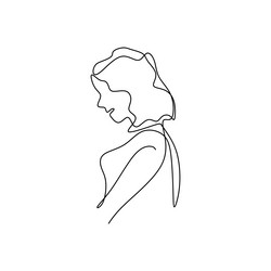 Girl drawing one line of the female body Vector Image