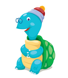 A turtle racing to the finish line Royalty Free Vector Image