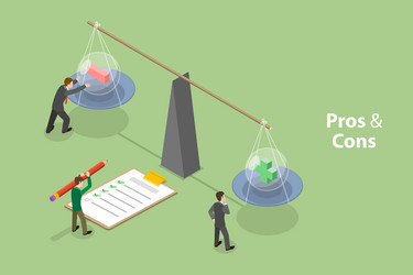 Pros cons in flat style icon check mark Royalty Free Vector