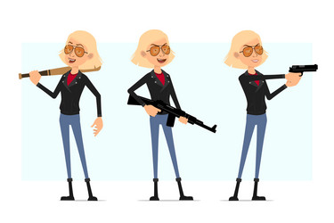 Cartoon rock and roll girl character set Vector Image