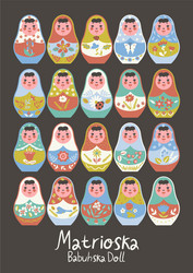 Russian nesting dolls matrioshka fashion set icon Vector Image