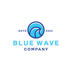 Blue wave ocean logo design graphic emblem Vector Image