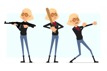 Cartoon rock and roll girl character set Vector Image