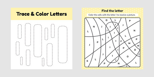 Coloring book letter for kids worksheet Royalty Free Vector