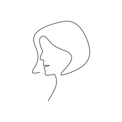 One line drawings hold hair female models Vector Image