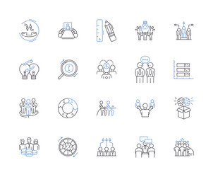 Workflow and employee outline icons collection Vector Image