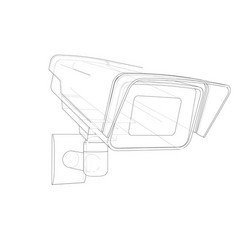 Cctv security camera outline drawing on blueprint Vector Image