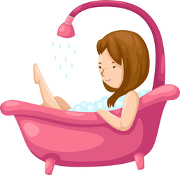 Woman takes a bath set Royalty Free Vector Image