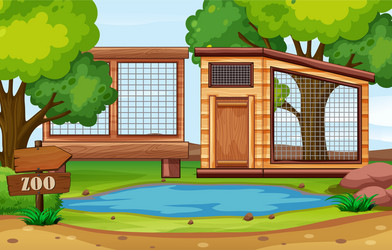 Background scene zoo with empty cages Royalty Free Vector