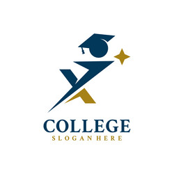 Graduate hat and college student logo education Vector Image