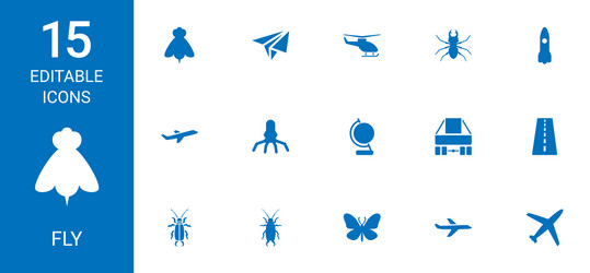 12 fly icons Royalty Free Vector Image - VectorStock
