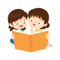 Boy and girl are reading a book Royalty Free Vector Image