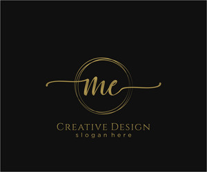 Me initial handwriting logo with rectangle Vector Image