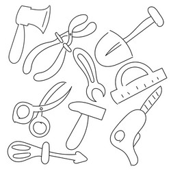 Hand saw doodle wood cutting tool drawing Vector Image