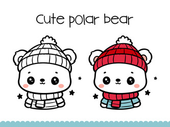 Cute polar bear coloring page for kids Royalty Free Vector