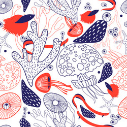 Seamless pattern with underwater sea life Vector Image